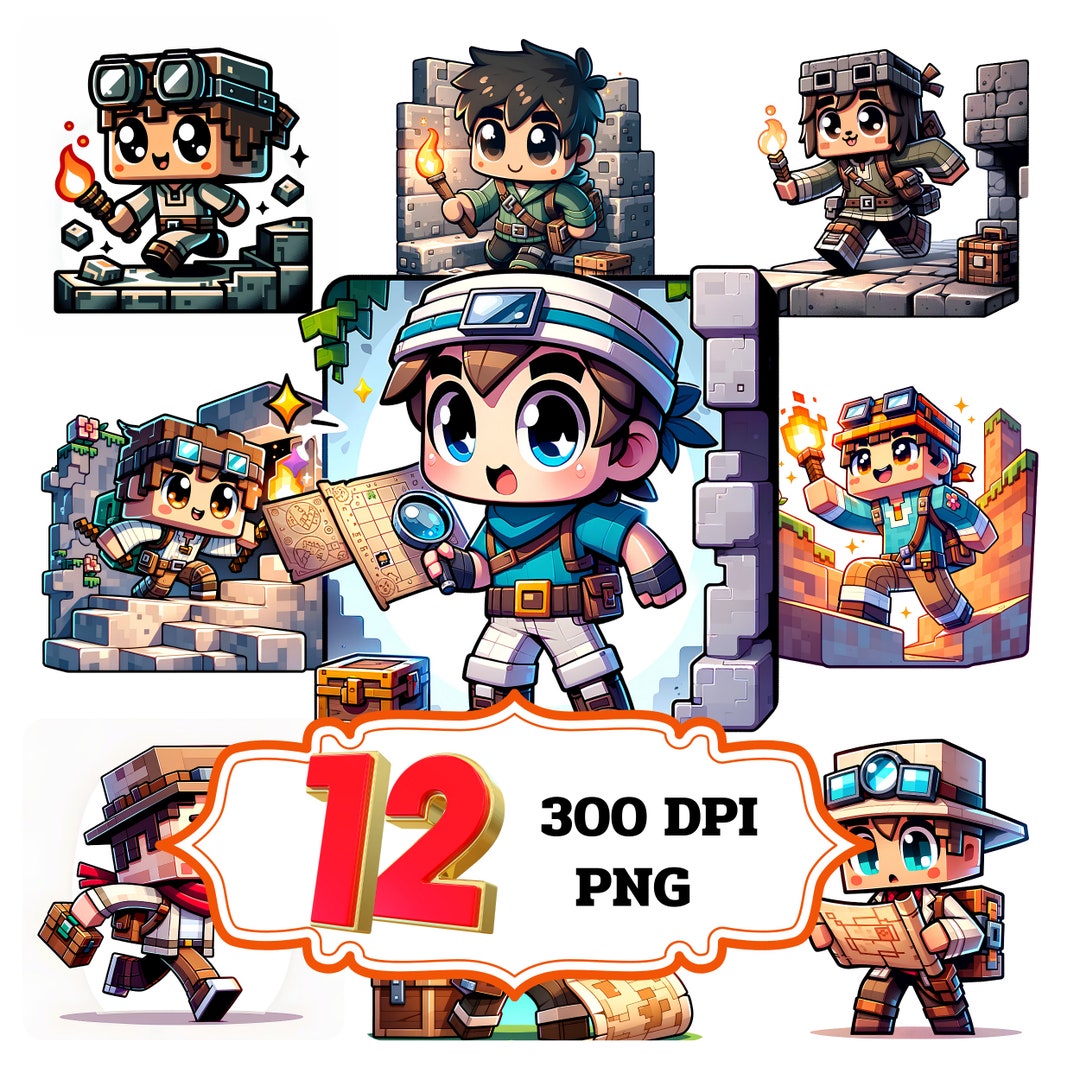 Entdecker Abenteurer Clipart, 12 hochwertige PNGs, Charakter Cartoon ...