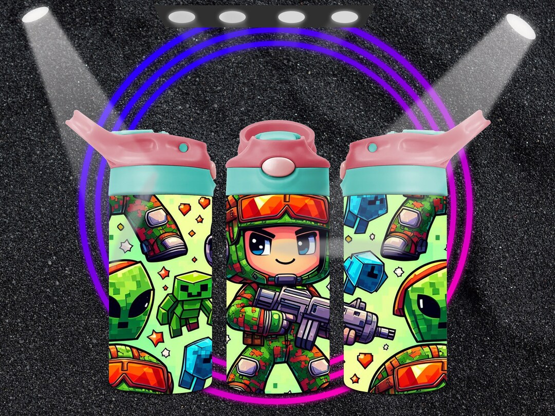 Minecraft Cartoon 12oz Sippy Cup Sublimation Designs Digital Download ...