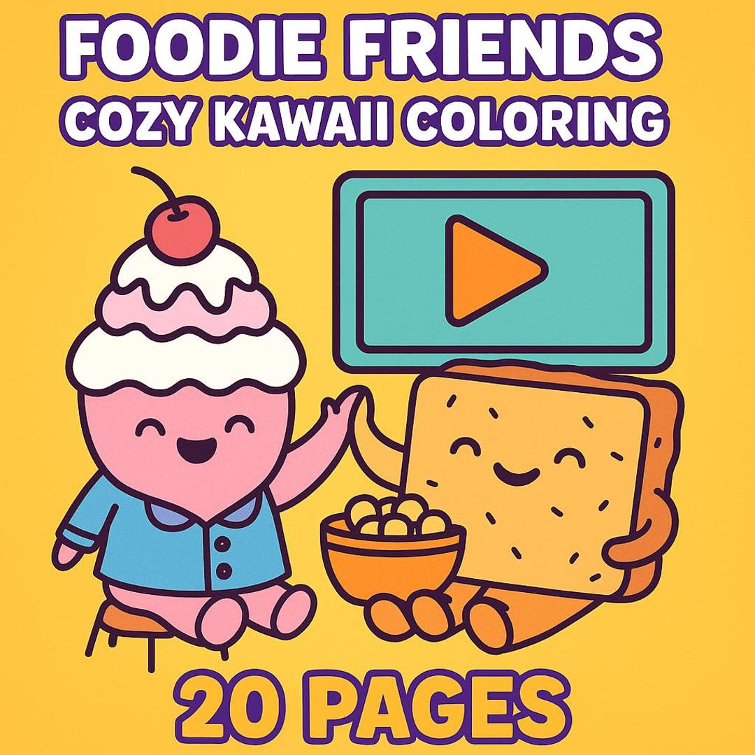 Kawaii Food Coloring Pages: 20 Cozy Printable Sheets (PDF + JPG) - Etsy
