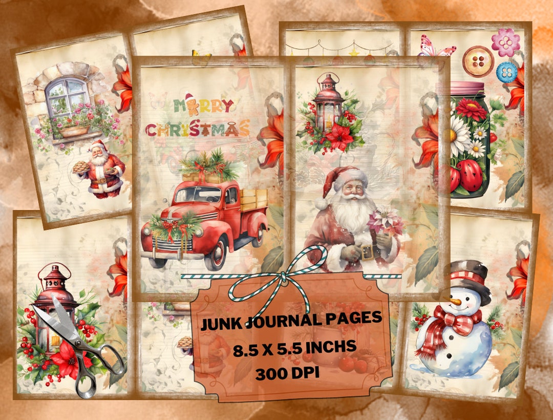 Christmas Journal Pages, Printable Pages, 8.5x11 Inches, Junk Journal ...