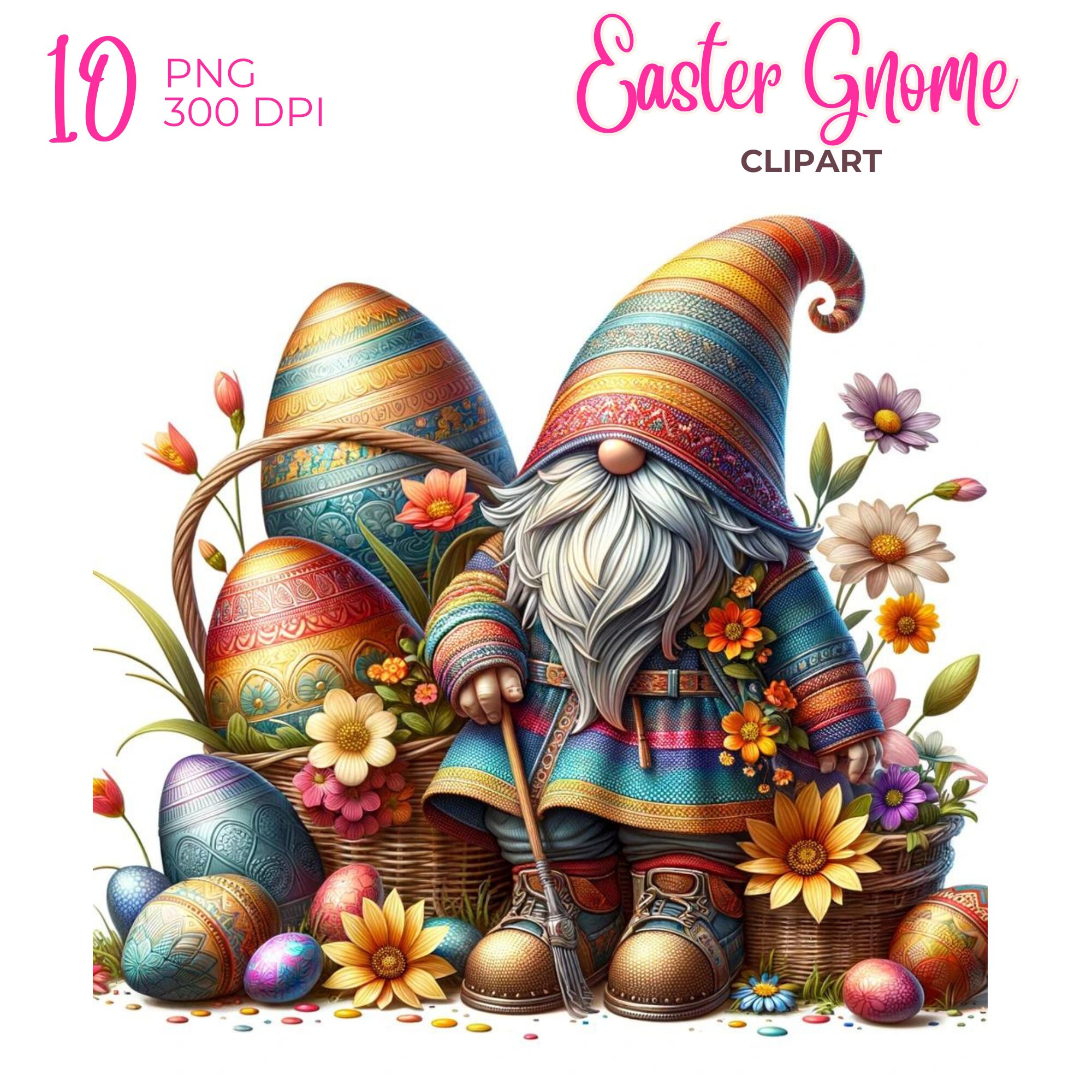 Easter Gnome Clipart, Watercolor Clipart, 10 High Quality Pngs ...