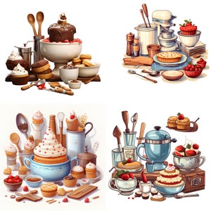 Various Kitchen Utensils Clipart , Chef Hats, Mixing Bowls, and ...