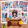 12 Character Stickers Printable Paper Dolls,sheets Fashion,outfit ...