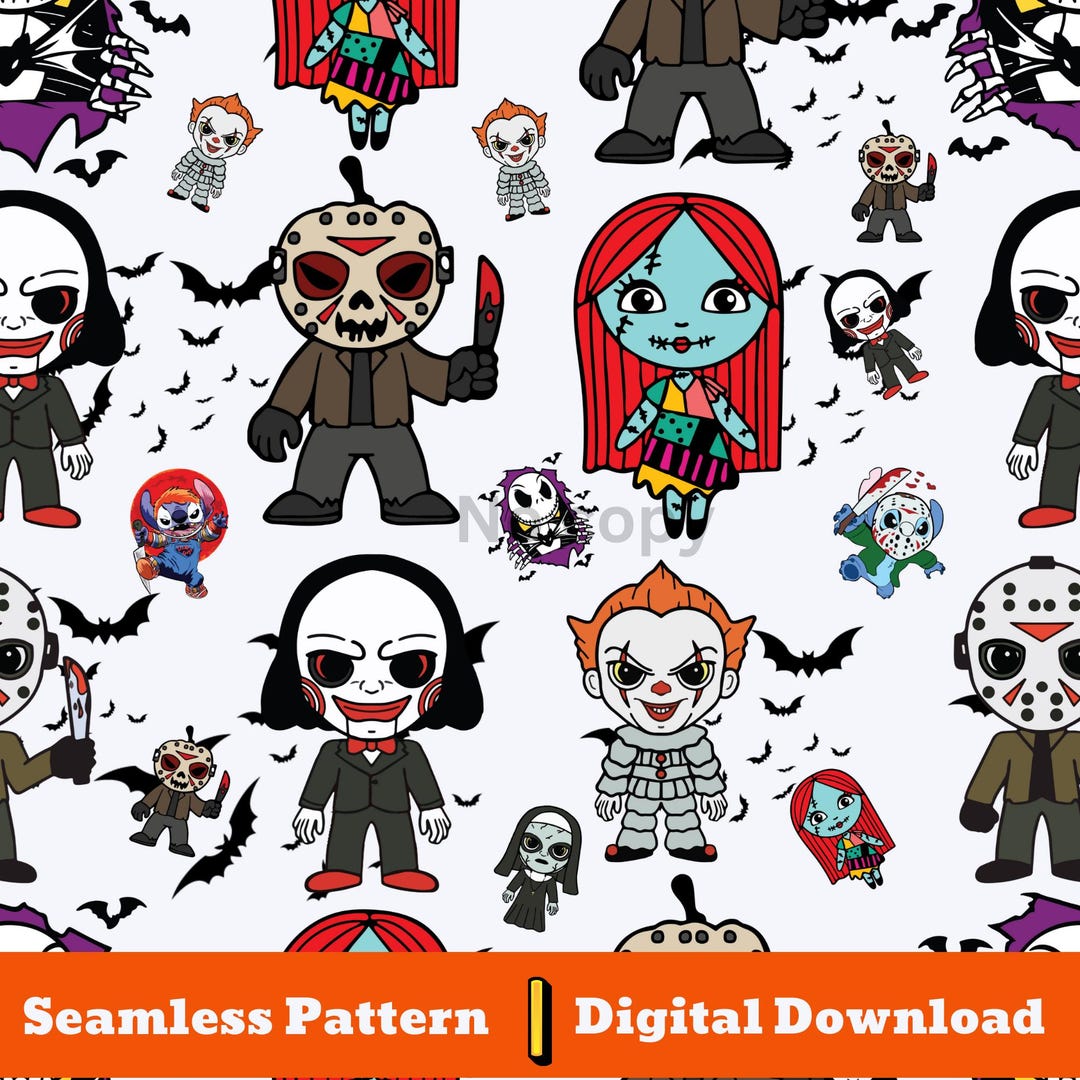 Horror Movie Killers , Cartoon Seamless Patterns for Kids,seamless ...
