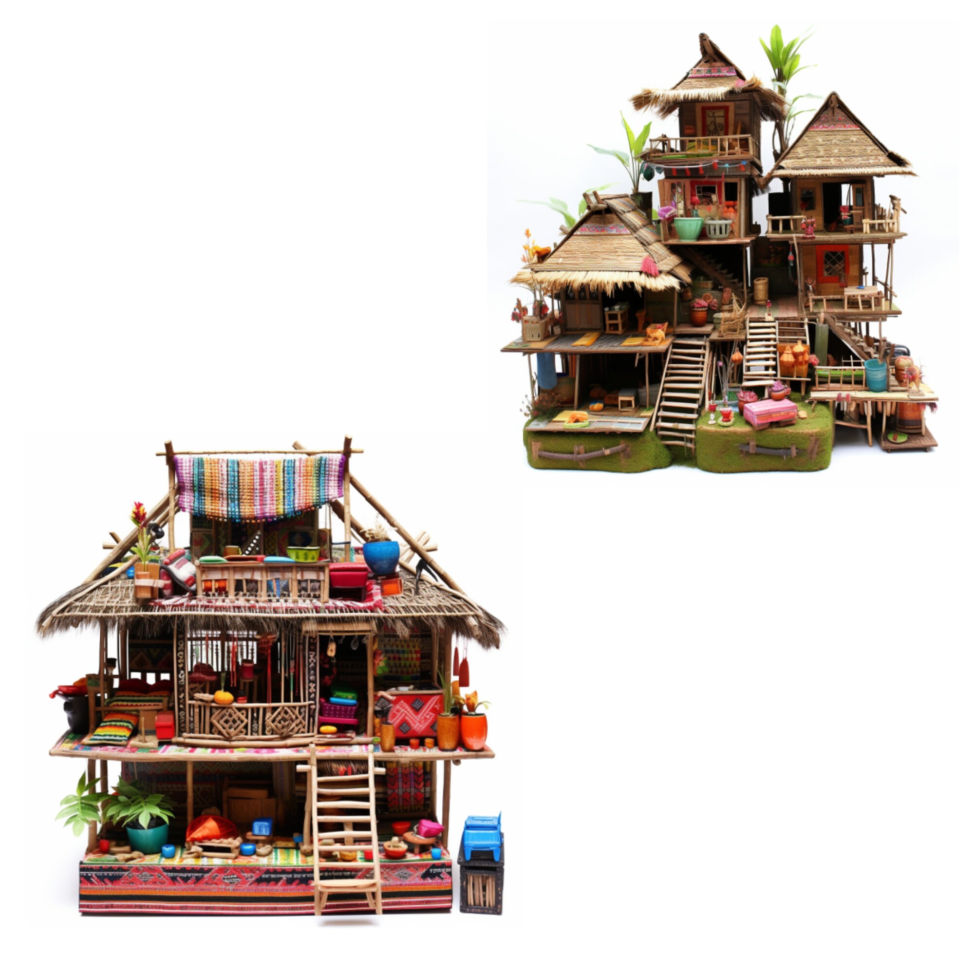 Hill Tribe Huts Doll House Model Clipart Northern Thailand - Etsy