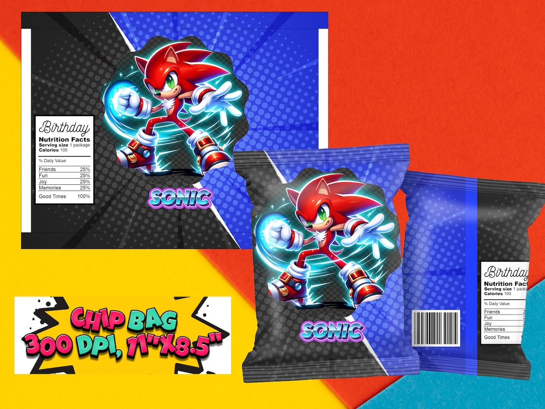 Cartoon Chip Bag, Sonic Chip Bag Birthday, Cartoon Chip Bag Template ...