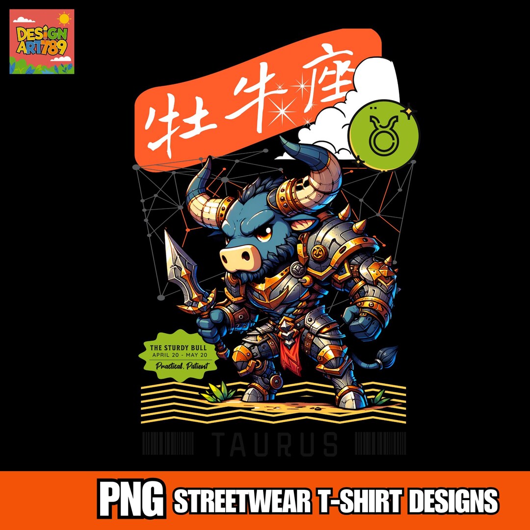 Taurus Armor Zodiac Chibi, Streetwear T-shirt Designs - Perfect Urban ...
