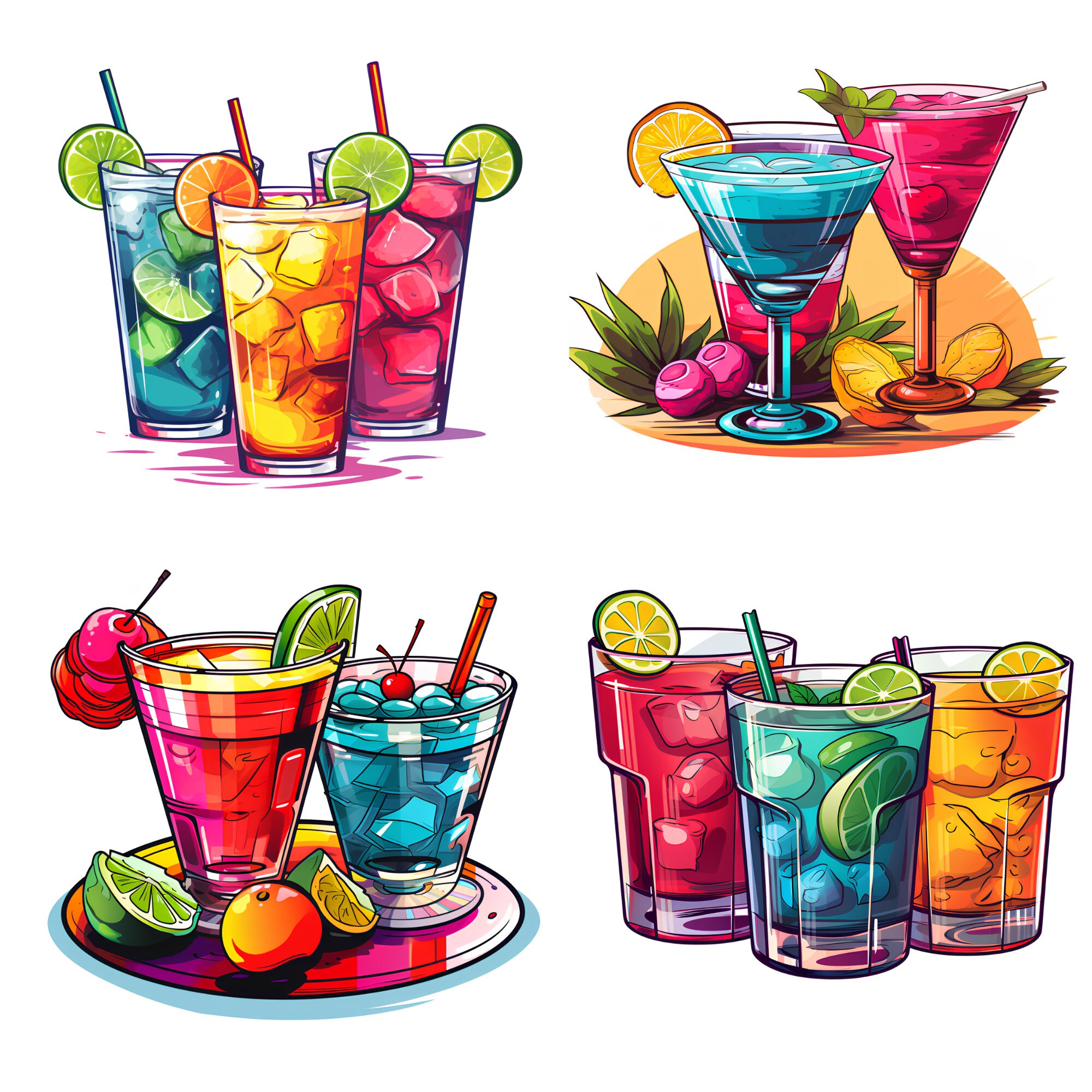 Watercolour Cocktail Clipart Signature Cocktail Beverage Etsy