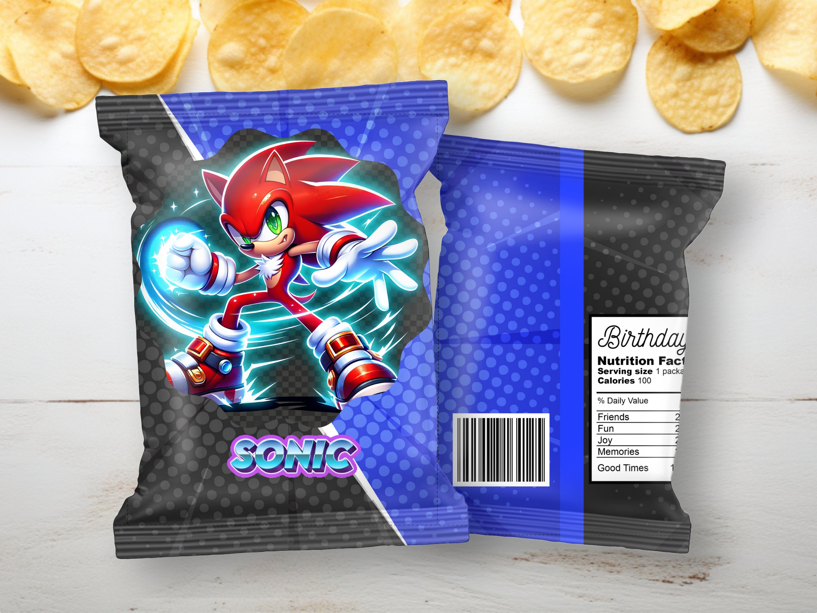 Cartoon Chip Bag, Sonic Chip Bag Birthday, Cartoon Chip Bag Template ...