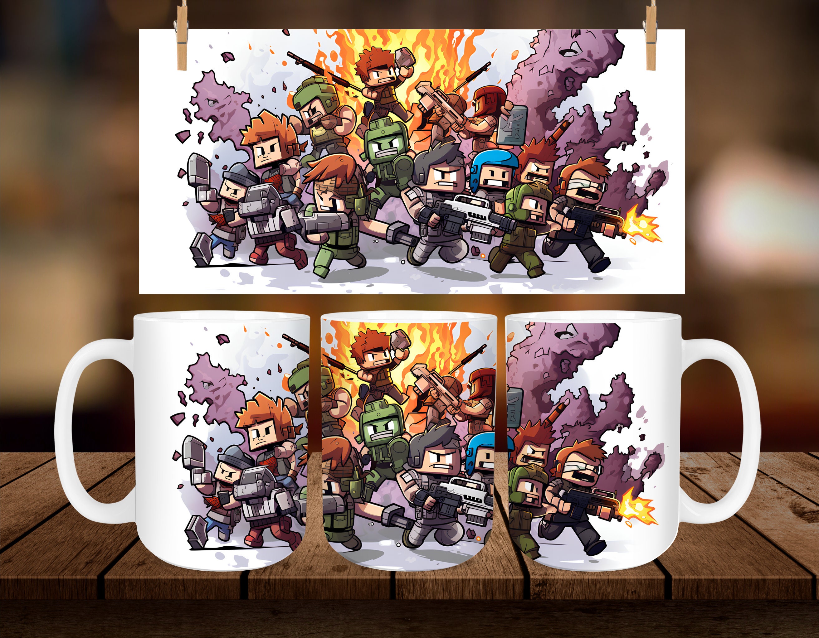 Minecraft Cup Mug Wrap, Cup Mug Wrap, 11oz and 15oz Mug Template, Mug ...