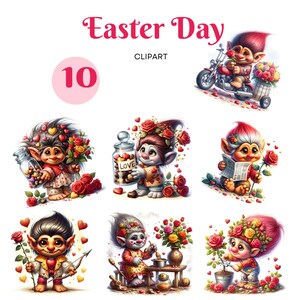 Troll Valentines Day Clipart, Watercolor Clipart, ,10 High Quality Pngs ...