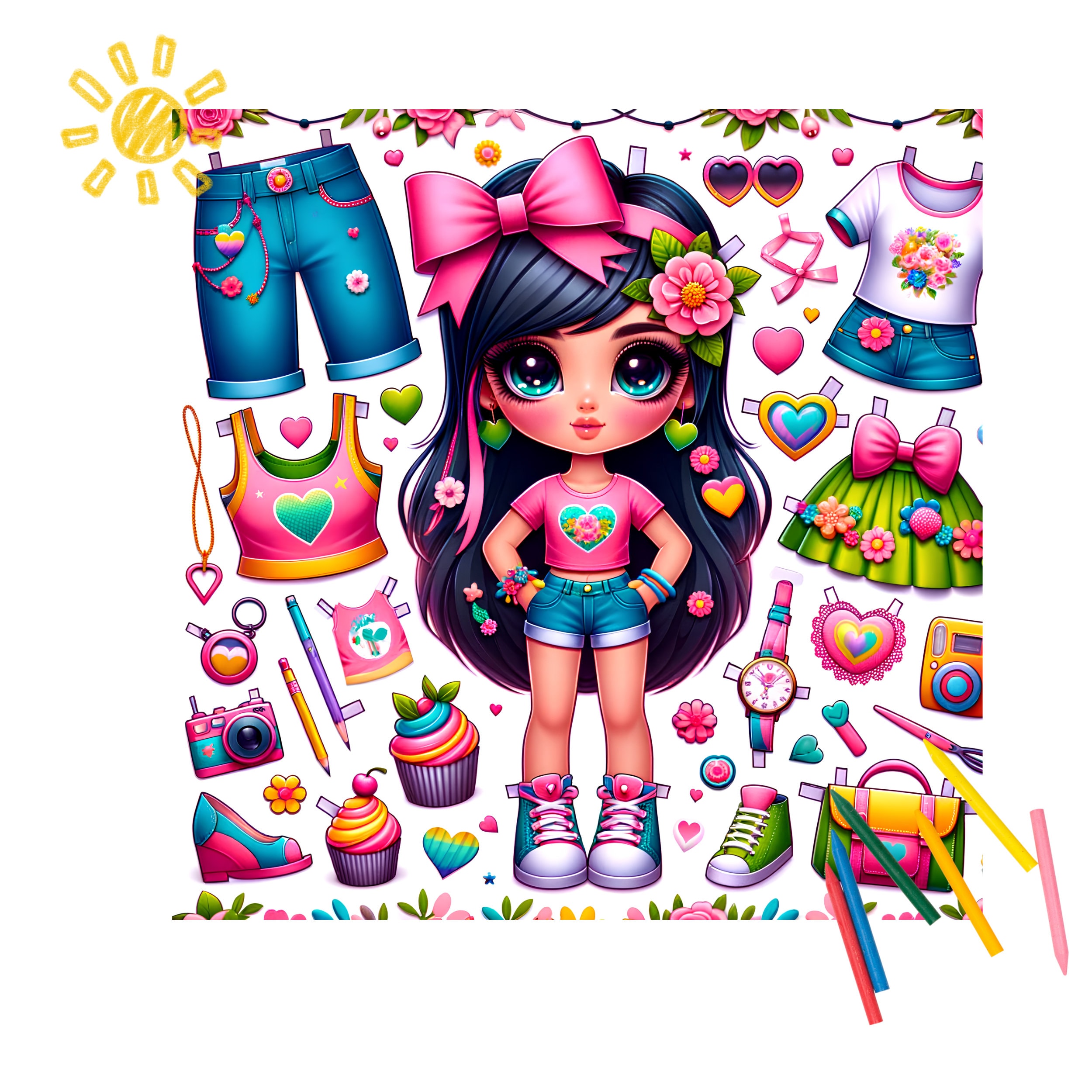 10 Character Stickers Printable Paper Dolls,sheets Fashion,outfit ...