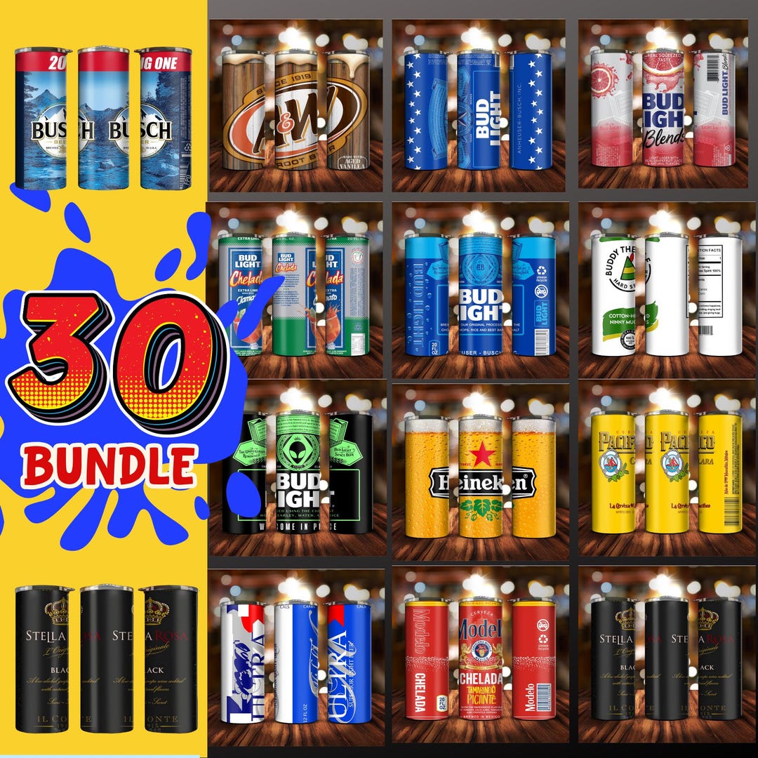 30 Beer Wrap Png Bundle,20oz Skinny Tumbler Sublimation Bundle, Puffy ...