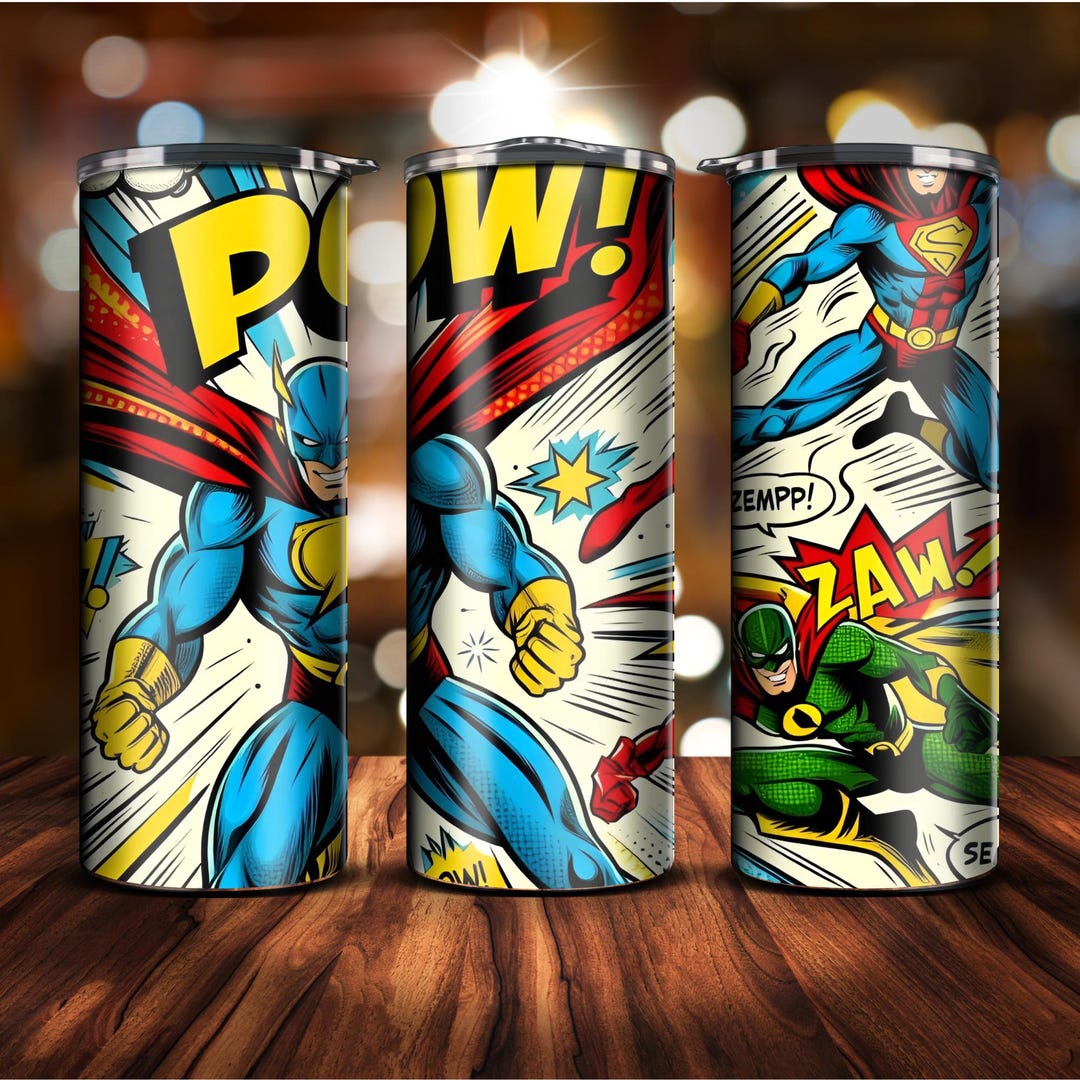 Superhero Comic Tumbler Wrap Design: 20oz Sublimation Print (digital ...