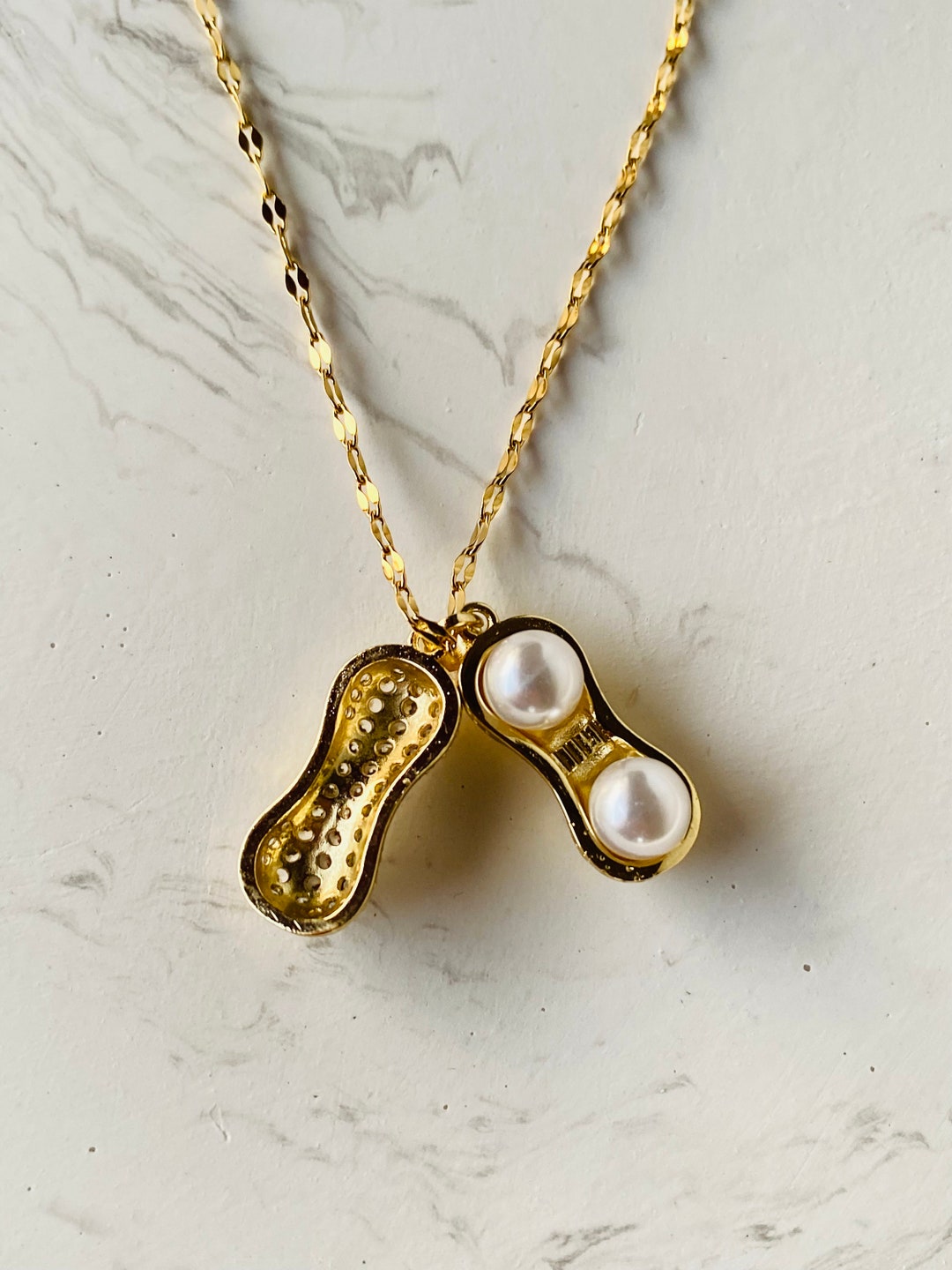 Good Luck Necklace, Peanut Necklace Gold Filled Chain, Dainty Necklace ...