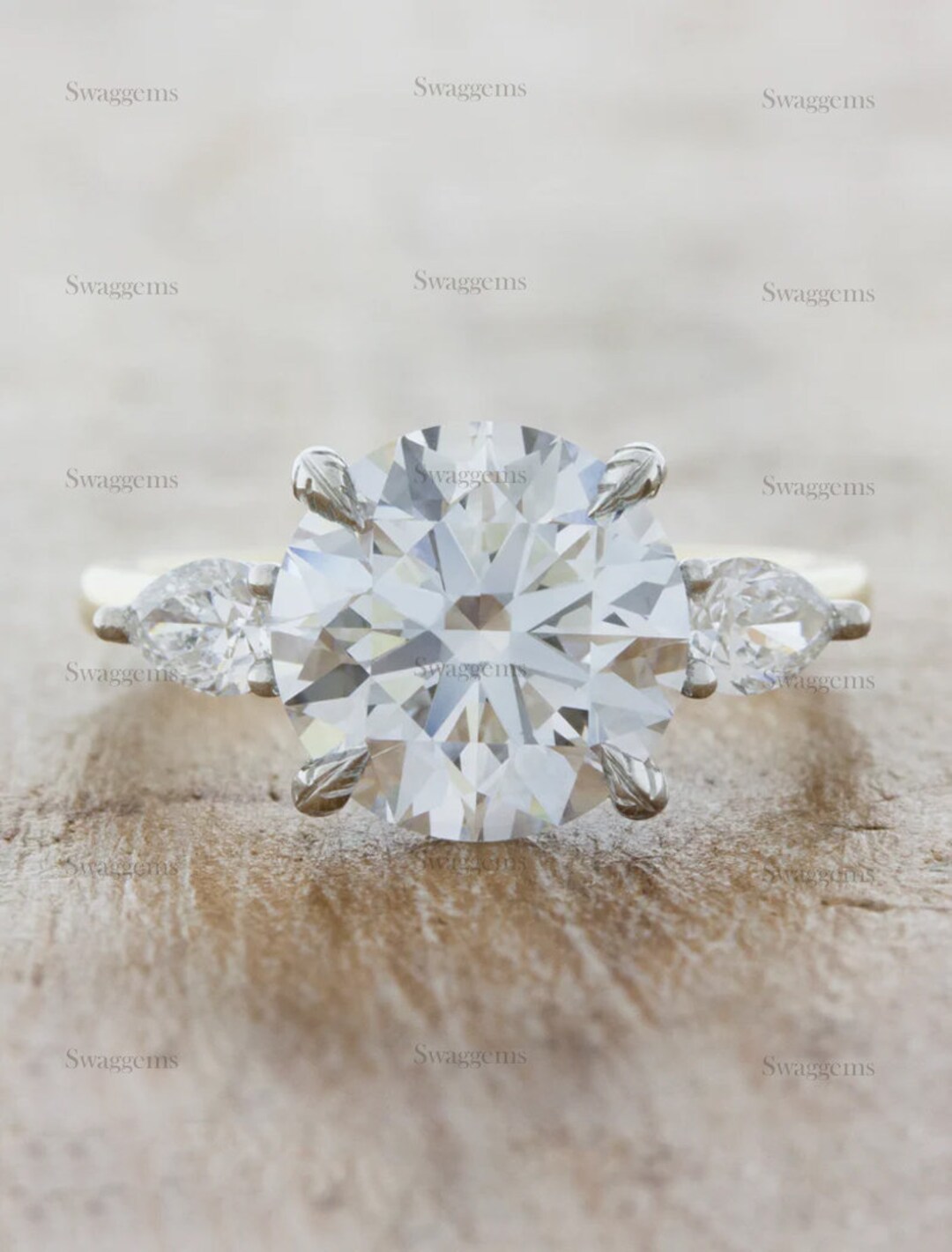 3CT Engagement Ring, Moissanite Wedding Ring, 3 Stone Ring , 925 Silver ...