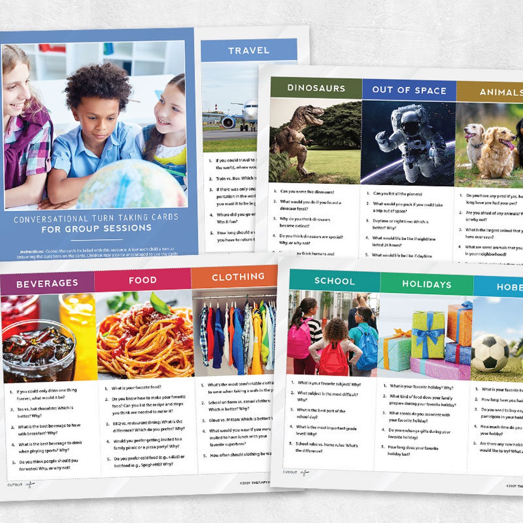 Printable Resource Conversational Turn Taking Cards for Group Sessions ...