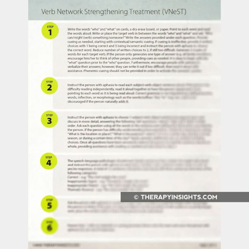 Printable Resource Verb Network Strengthening Treatment vnest - Etsy