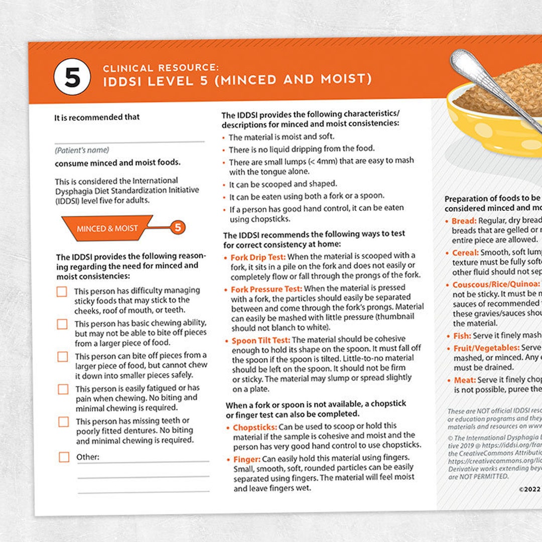 Printable Resource IDDSI Level 5 Minced and Moist - Etsy