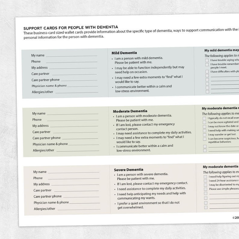 Printable Resource Support Cards for Individuals With - Etsy