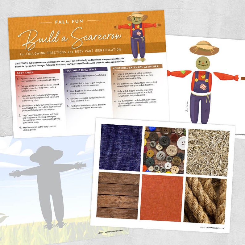 Printable Resource Fall Fun Build a Scarecrow for Following Directions ...