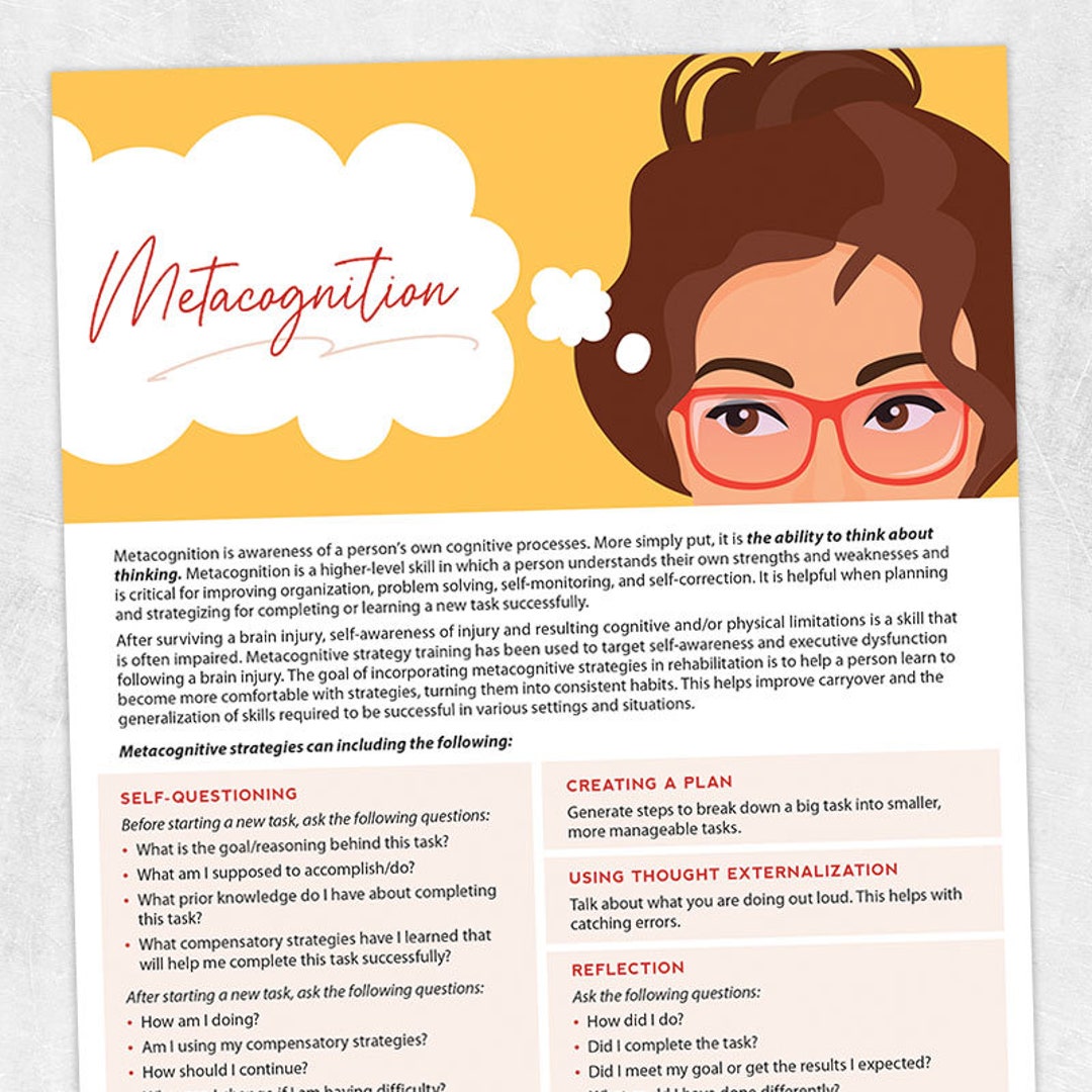 Printable Resource Metacognition - Etsy