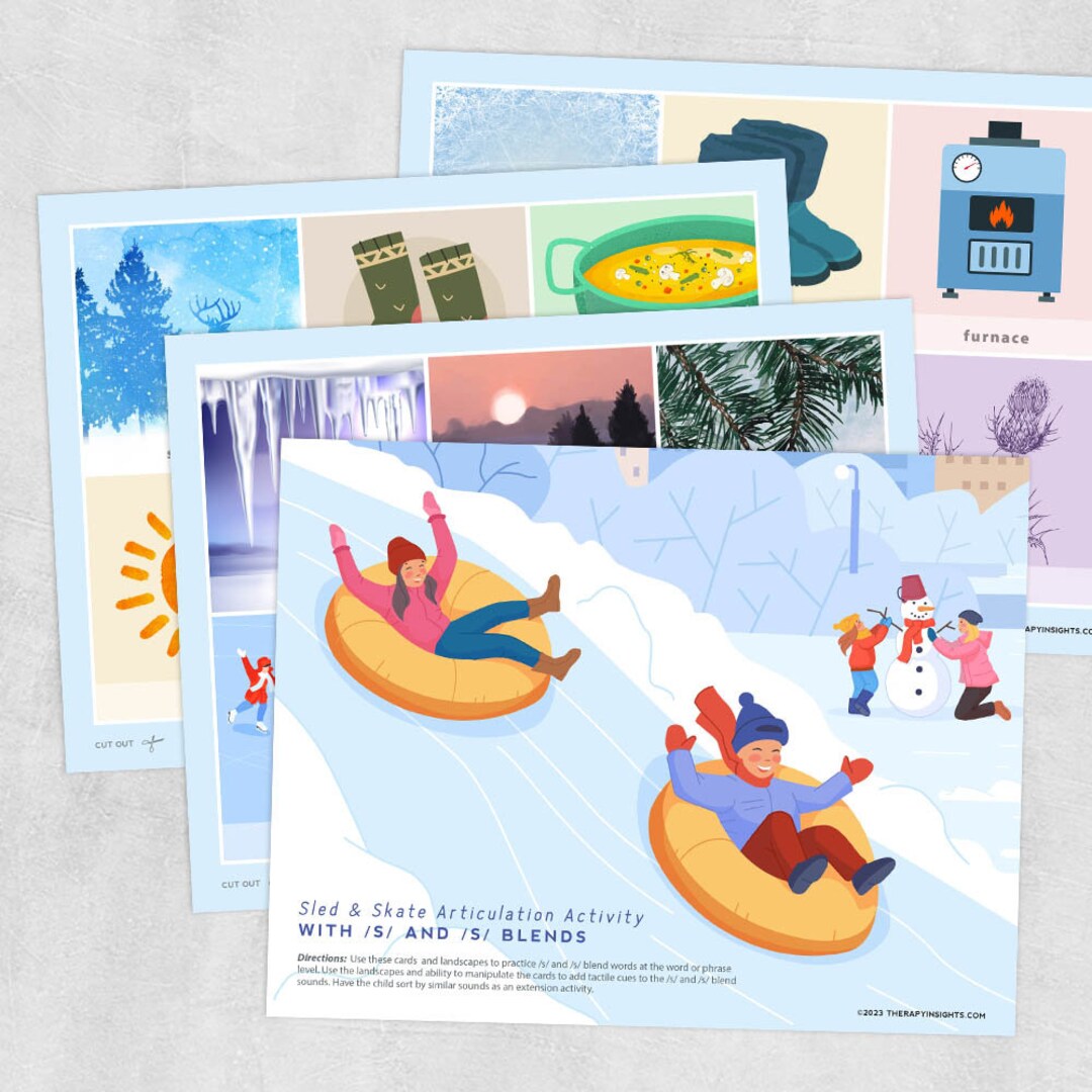 Sled and Skate Articulation Activity With /S/ and /S/ Blends - Etsy