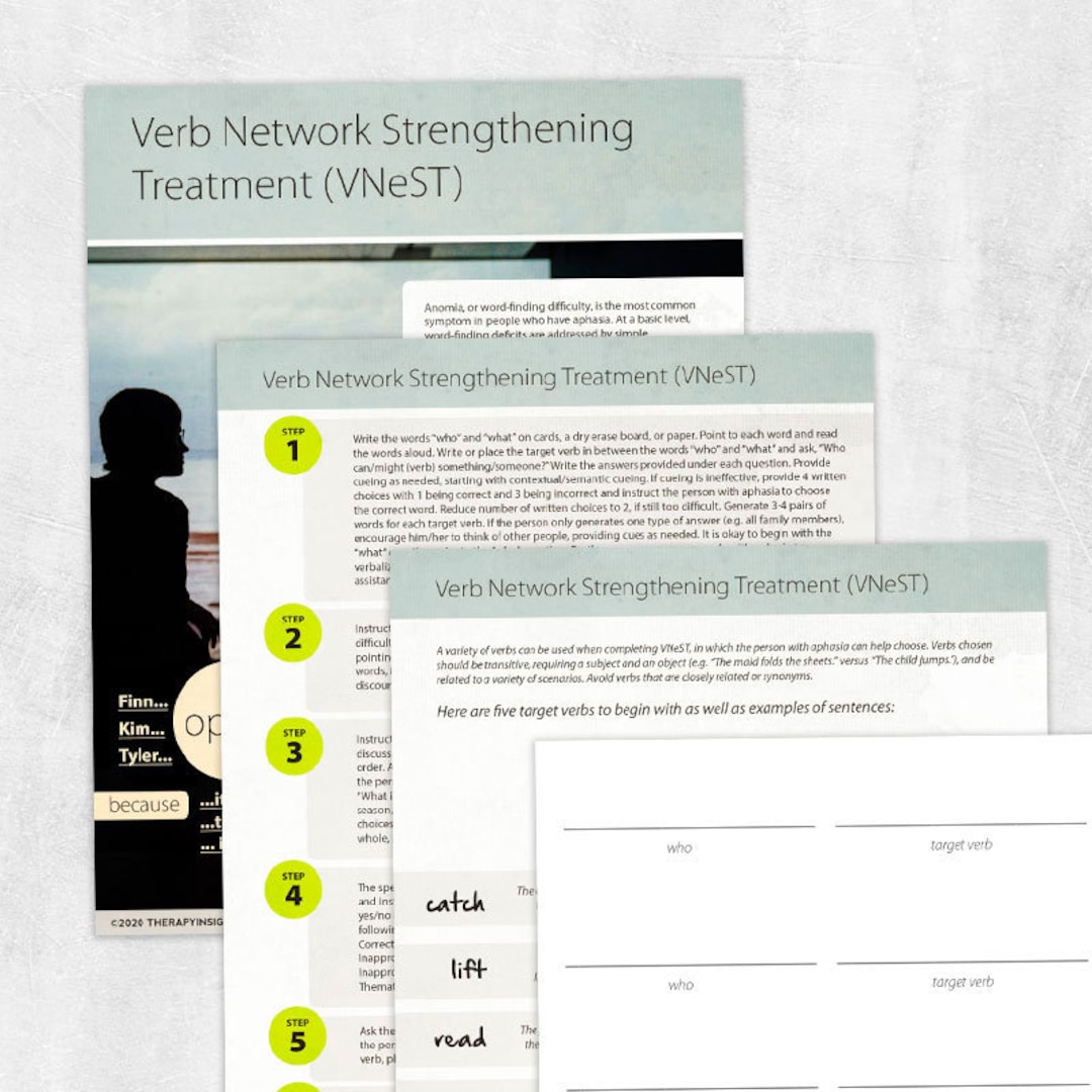 Printable Resource Verb Network Strengthening Treatment vnest - Etsy