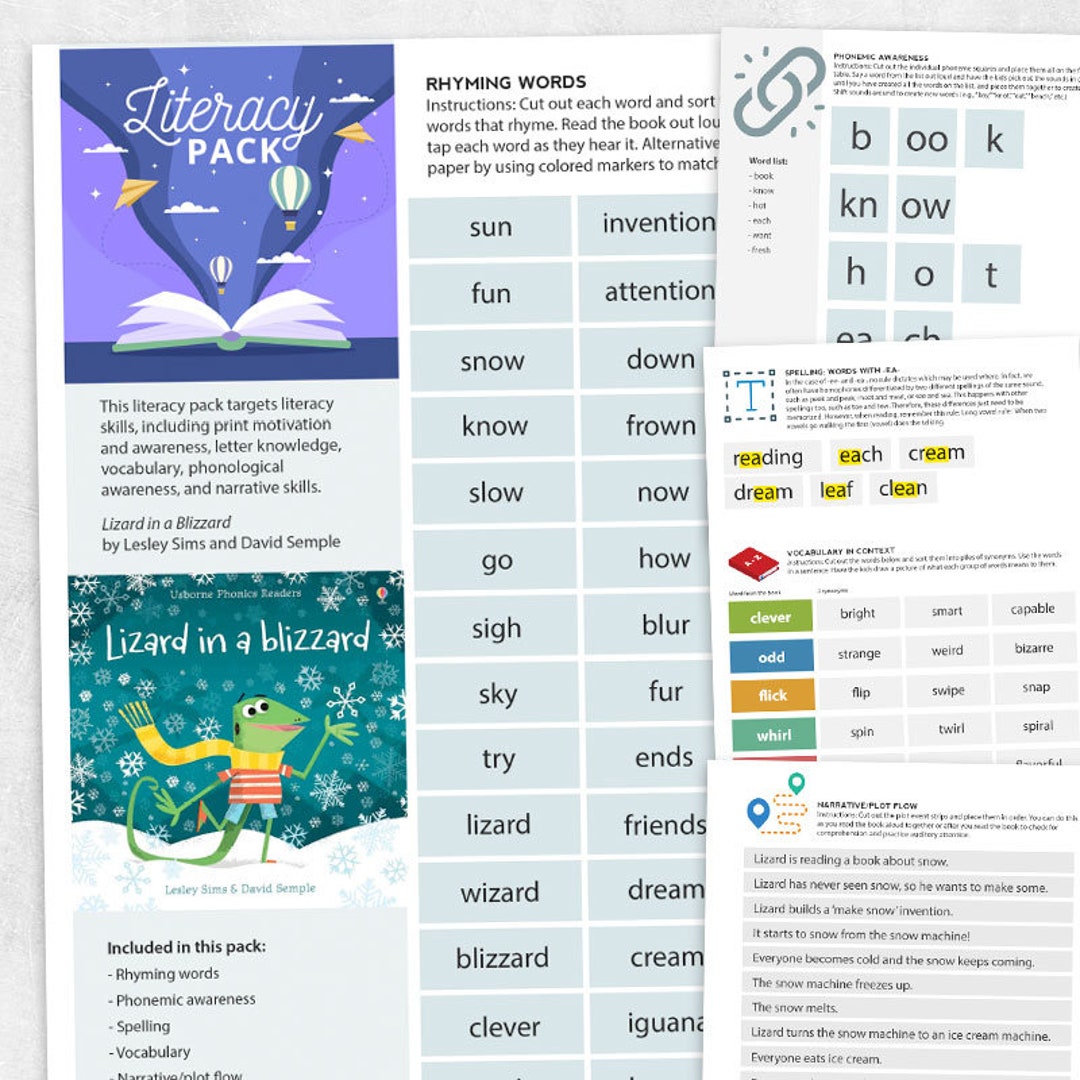 Printable Resource Book Activities Pack: Lizard in a Blizzard - Etsy