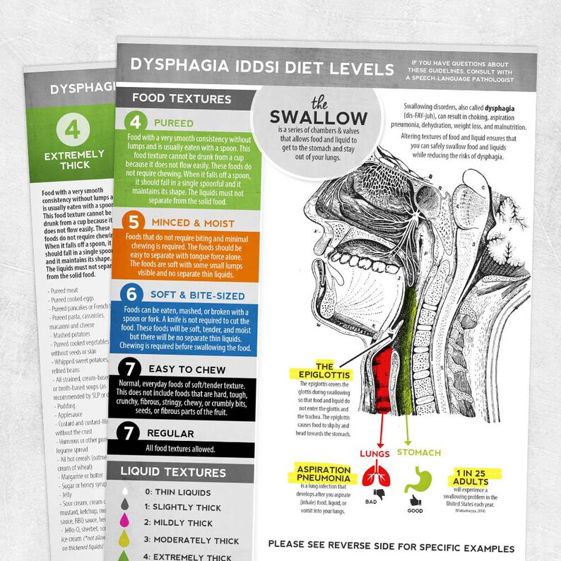 Printable Resource Dysphagia IDDSI Diet Textures/liquids With Visual of ...