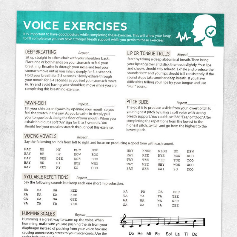 Printable Resource Voice Exercises - Etsy