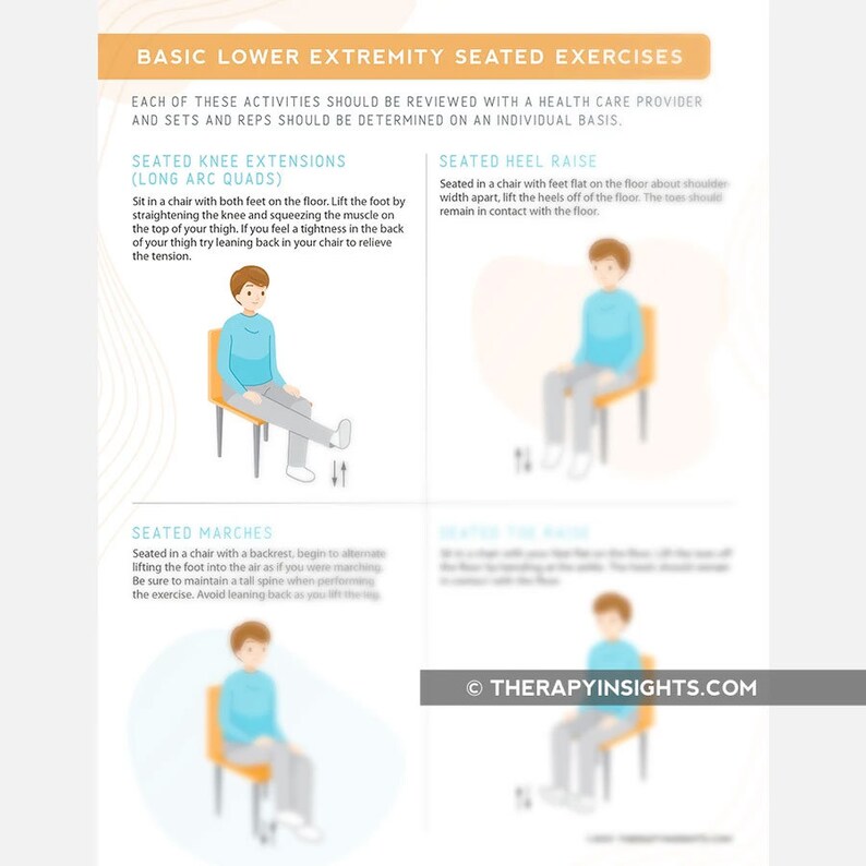 Printable Resource Basic Lower Extremity Seated Exercises - Etsy