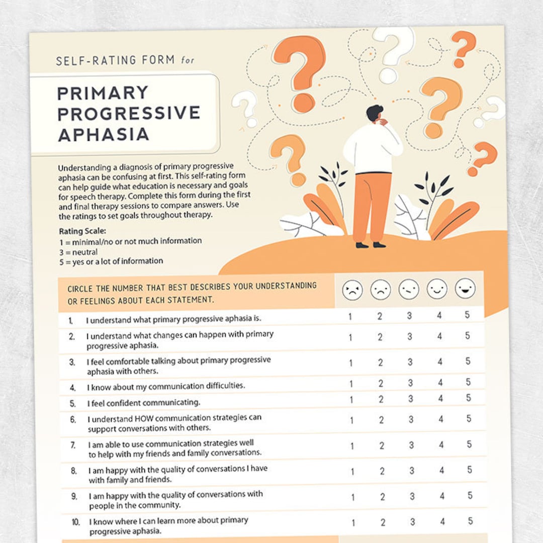 Self-rating Form for Primary Progressive Aphasia (Instant Download) - Etsy