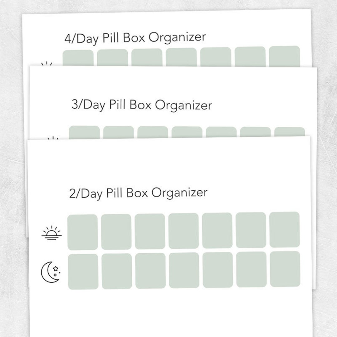 Printable Resource Printable Pill Trays 2/day, 3/day, 4/day - Etsy