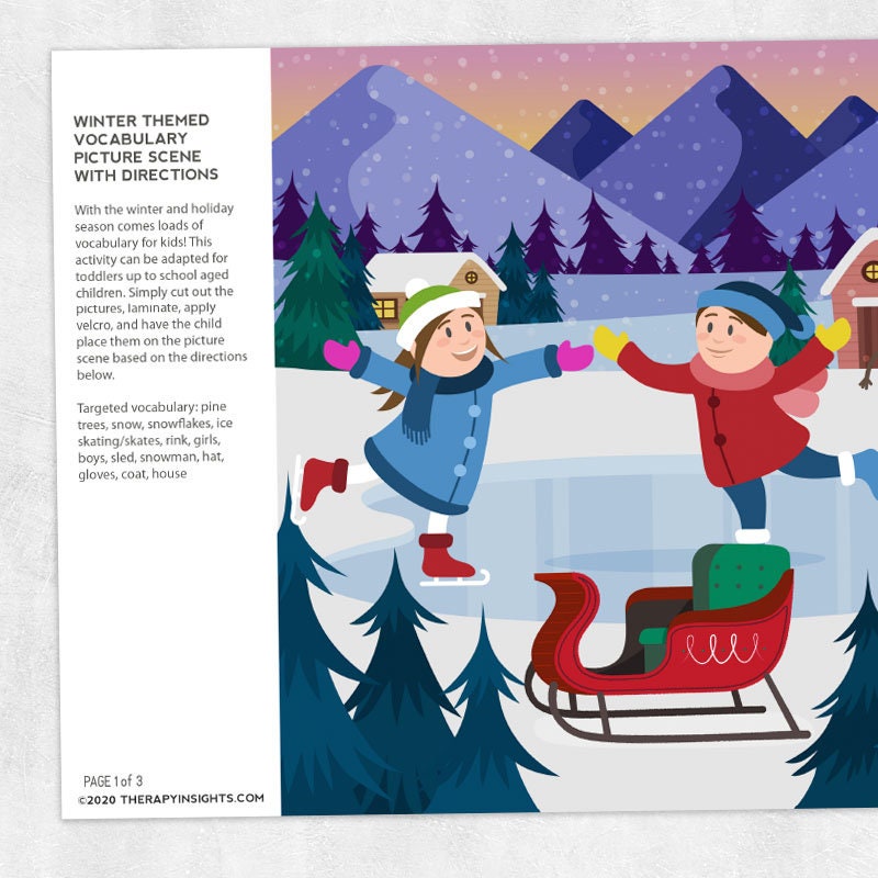 Printable Resource Winter Interactive Vocabulary Scene - Etsy