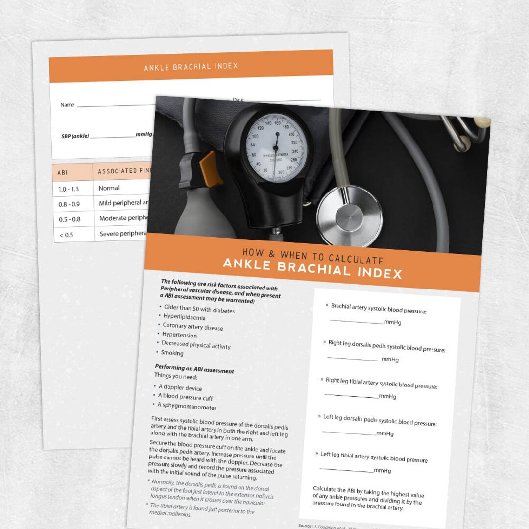 Calculating Ankle Brachial Index or ABI - Etsy