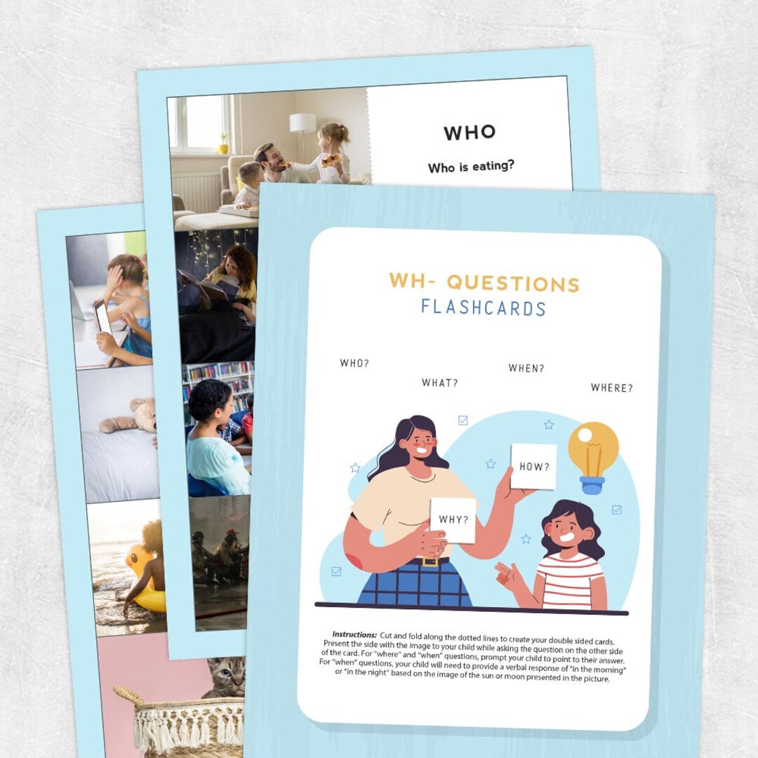 WH Questions Flashcards - Etsy