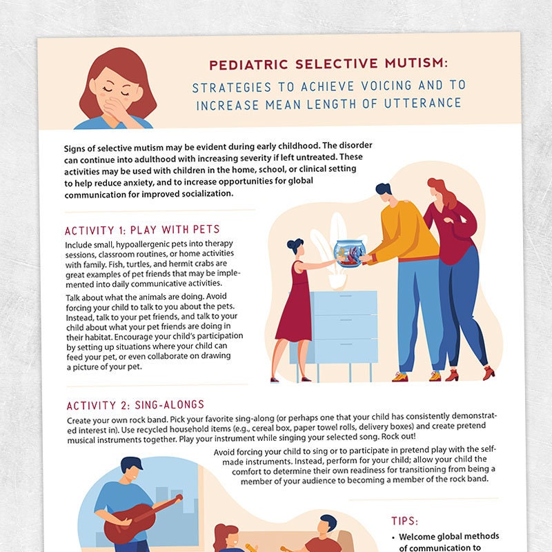 Printable Resource Pediatric Selective Mutism: Strategies to Achieve ...