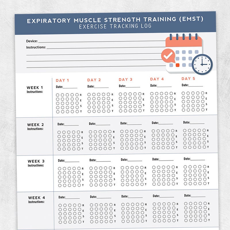 Printable Resource EMST Home Program Exercise Tracking Log - Etsy