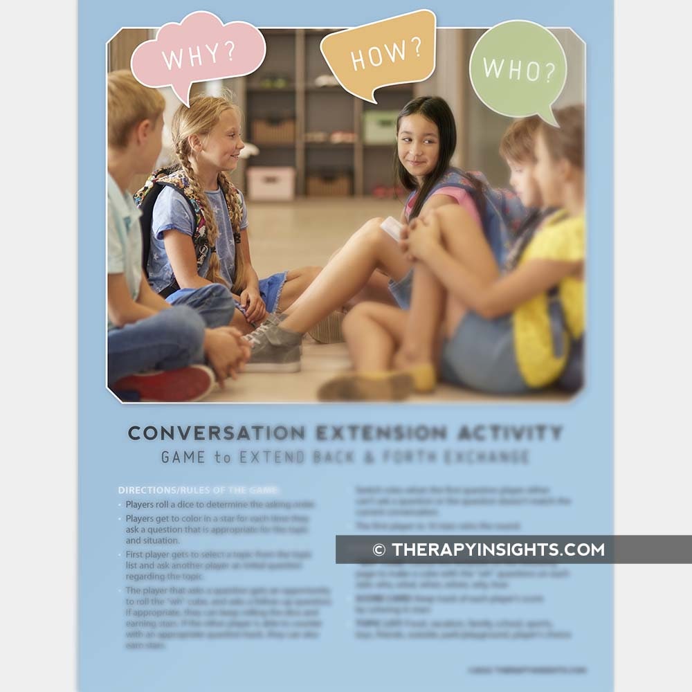 Printable Resource Conversation Extension Activityengaging Game to ...