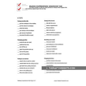 Printable Resource Reading Comprehension Sequencing Task - Etsy