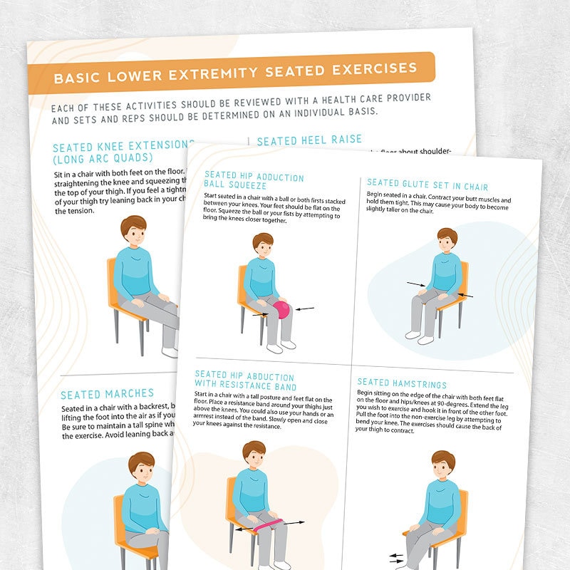 Printable Resource Basic Lower Extremity Seated Exercises - Etsy