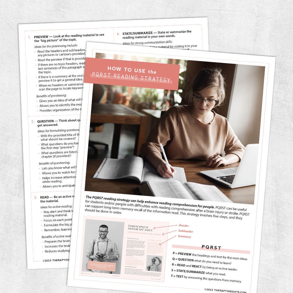 Printable Resource How to Use the PQRST Reading Strategy - Etsy