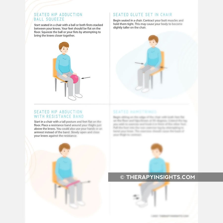 Printable Resource Basic Lower Extremity Seated Exercises - Etsy