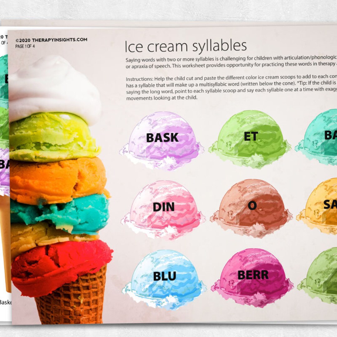 Printable Resource Ice Cream Syllables - Etsy