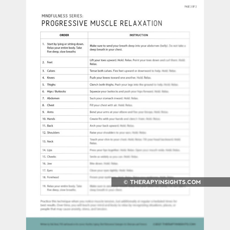 Printable Resource Mindfulness Series: Progressive Muscle Relaxation - Etsy