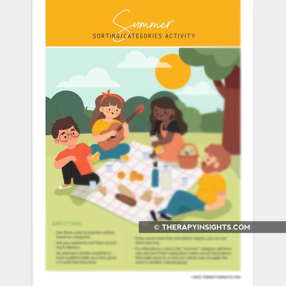 Printable Resource Summer Sorting/categories Activity - Etsy