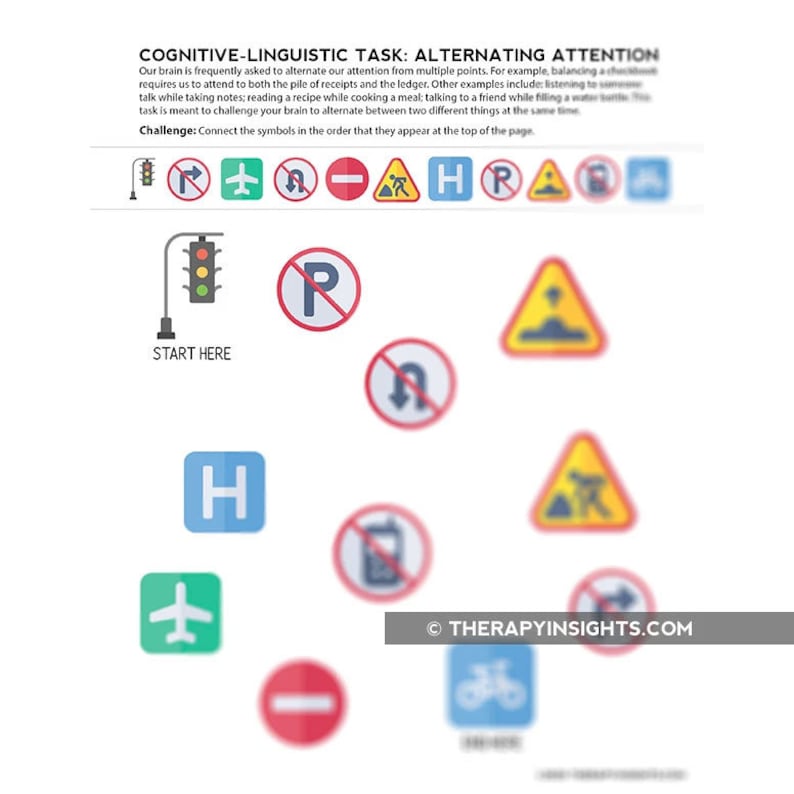 Printable Resource Visual Alternating Attention Tasks: Colors and ...