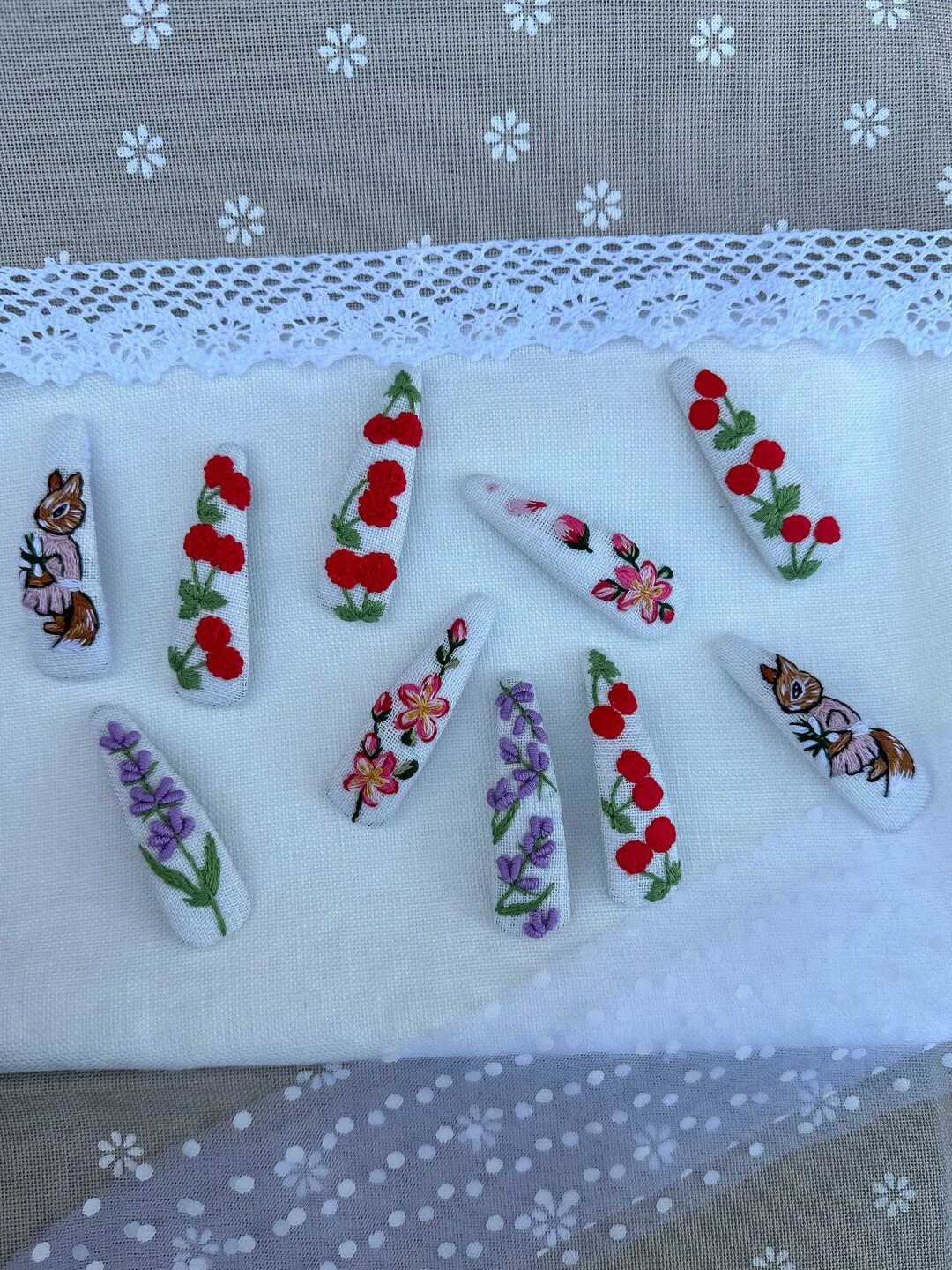 Spring Hairpins,floral Embroidered Hair Clips for Women Girls Lavender ...