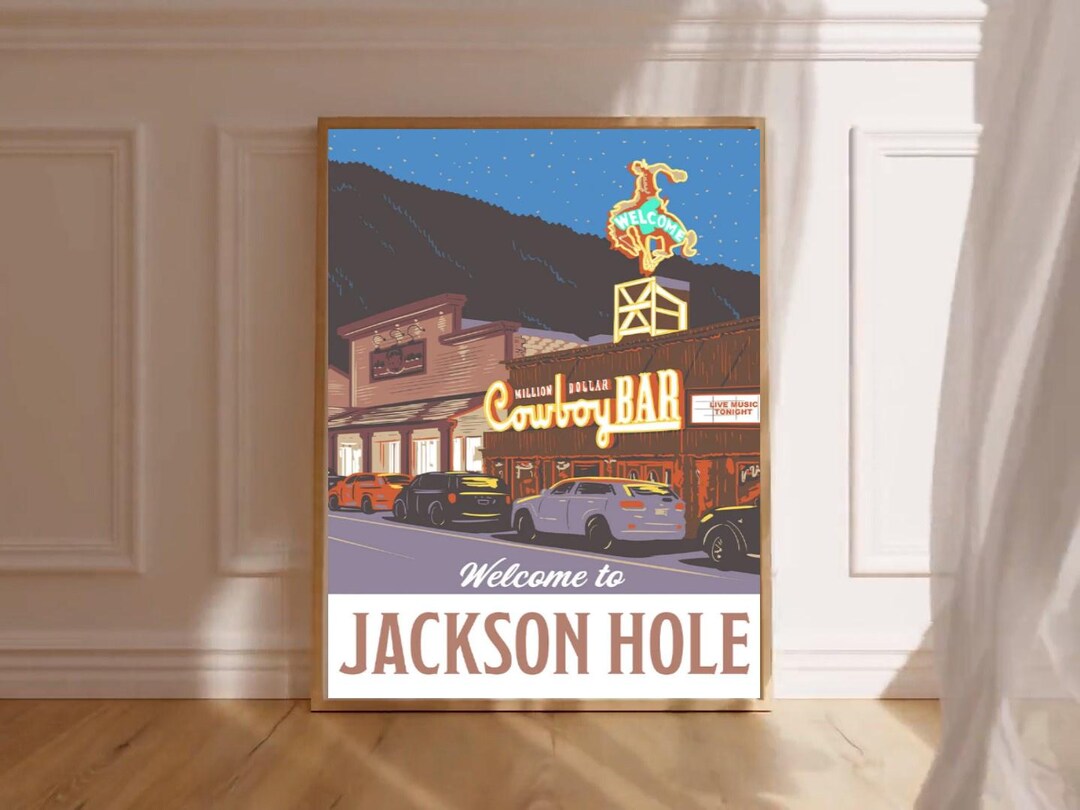 Welcome to Jackson Hole Postcard Vintage Travel Print Retro Wyoming ...